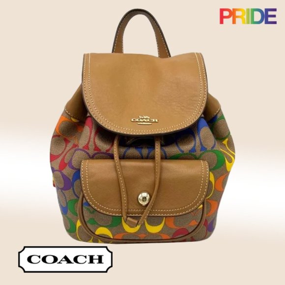 Coach | Bags | Coach Pennie Backpack 22 In Rainbow Signature Canvas ...